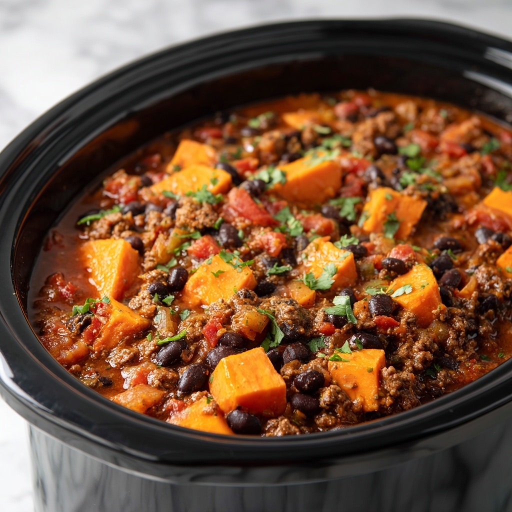 Slow Cooker Sweet Potato Black Bean Chili | Hearty & Easy